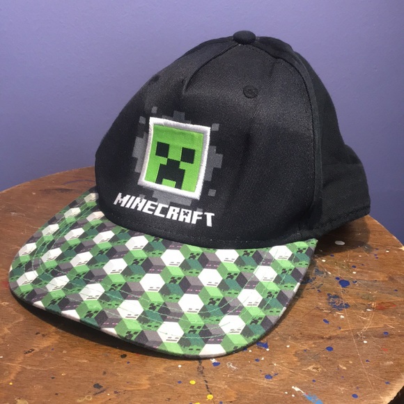 Minecraft | Accessories | Minecraft Snapback Hat Green Black Full 6 ...